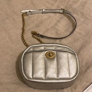 Coach | Bags | Coach Metallic Silver Quilted Crossbody Bag | Poshmark